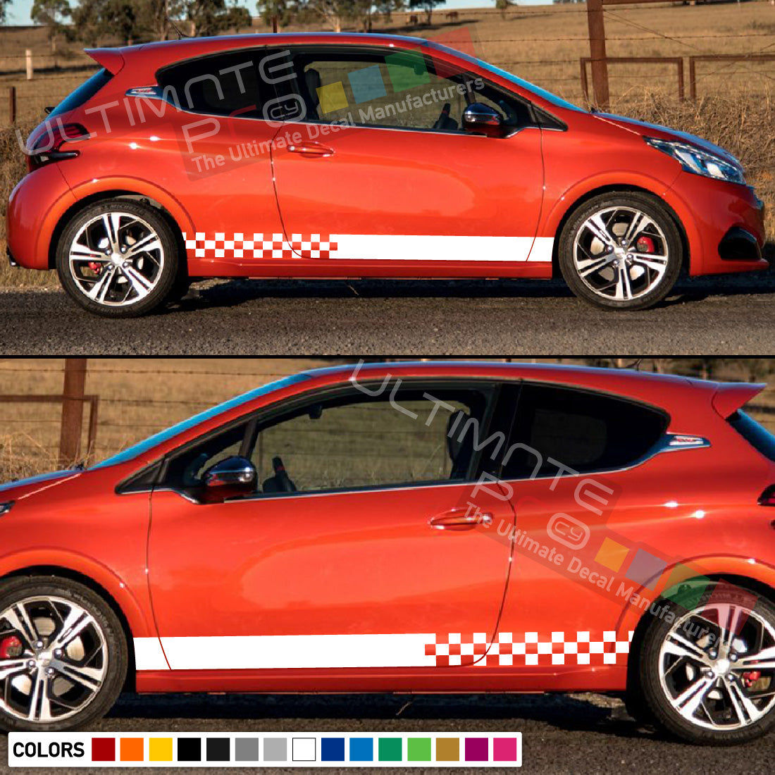 Decal Vinyl Side Racing Stripes for Peugeot 208 decals 2010-Present
